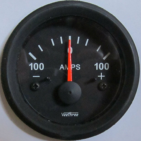 Ammeter (Black dial/Black bezel) 100Amp - Veethree