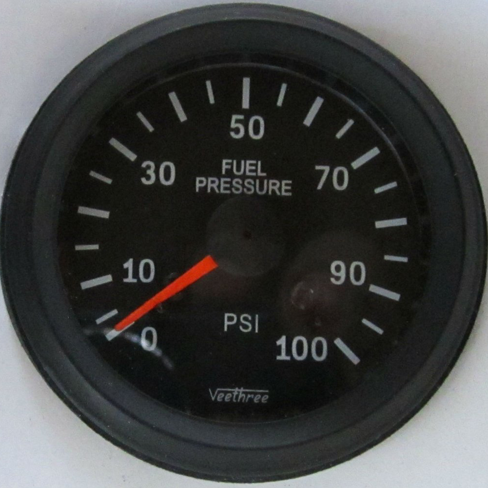 Fuel Pressure Gauge (Black dial/Black bezel) - Veethree