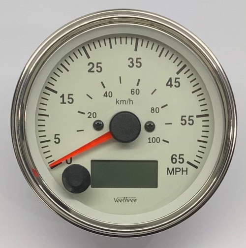 GPS Speedometer 65 MPH (White Dial/Chrome Bezel) – Veethree