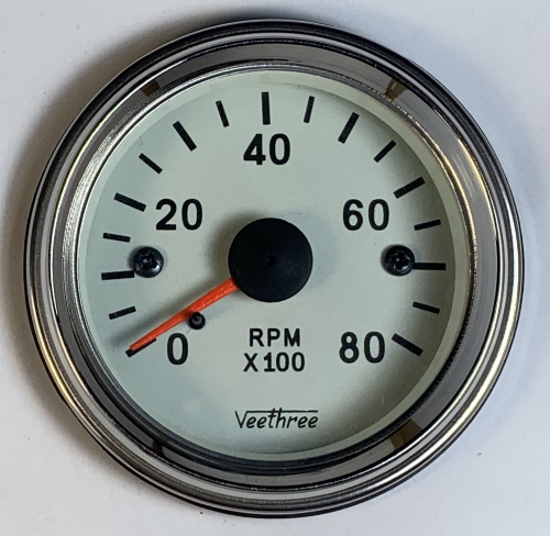 Tachometer (White Dial/Chrome Bezel) 52mm- 8000 RPM Veethree – Veethree