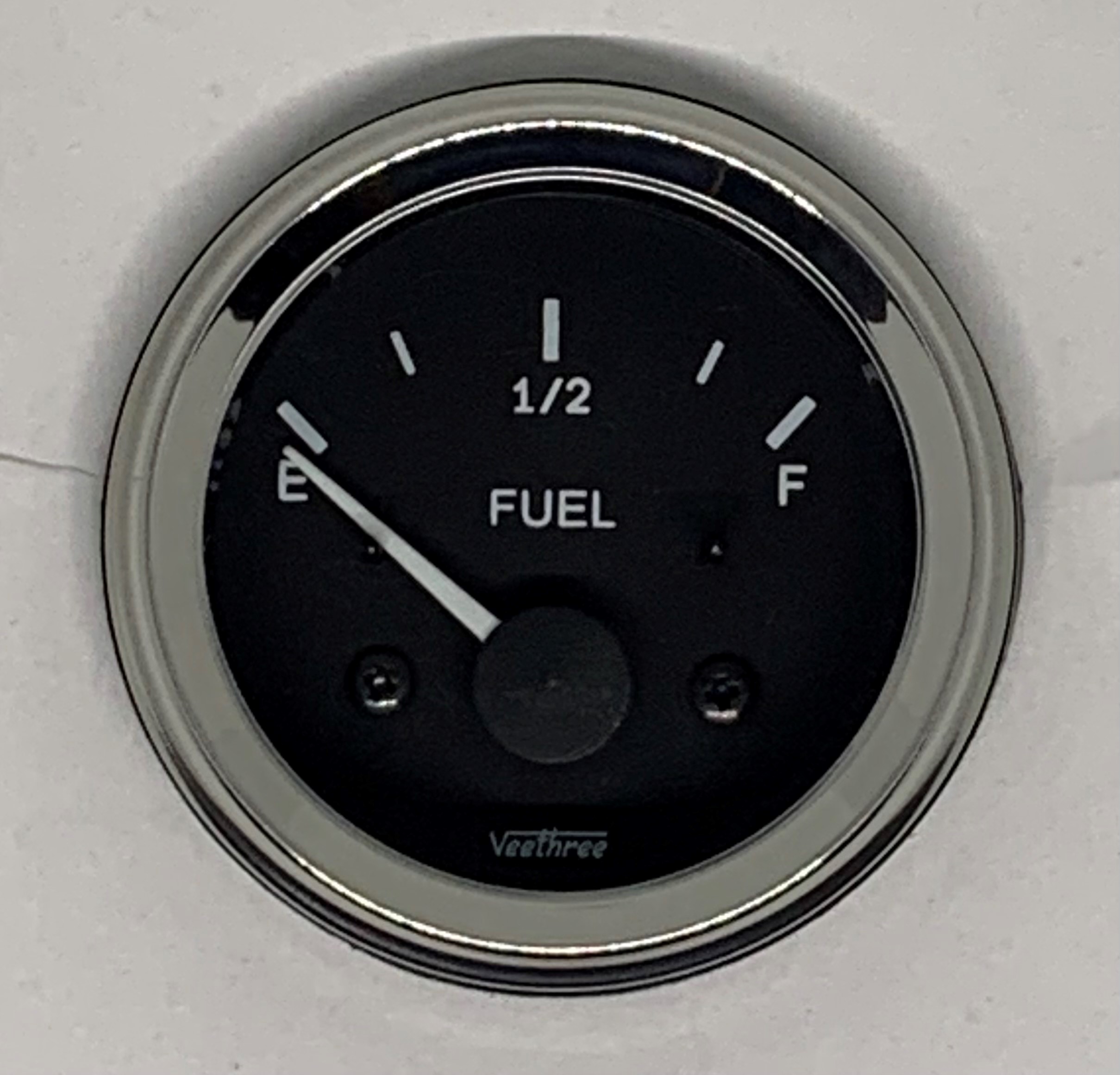 Fuel Gauge 12V (Black dial/Chrome Bezel) with Sender – Veethree