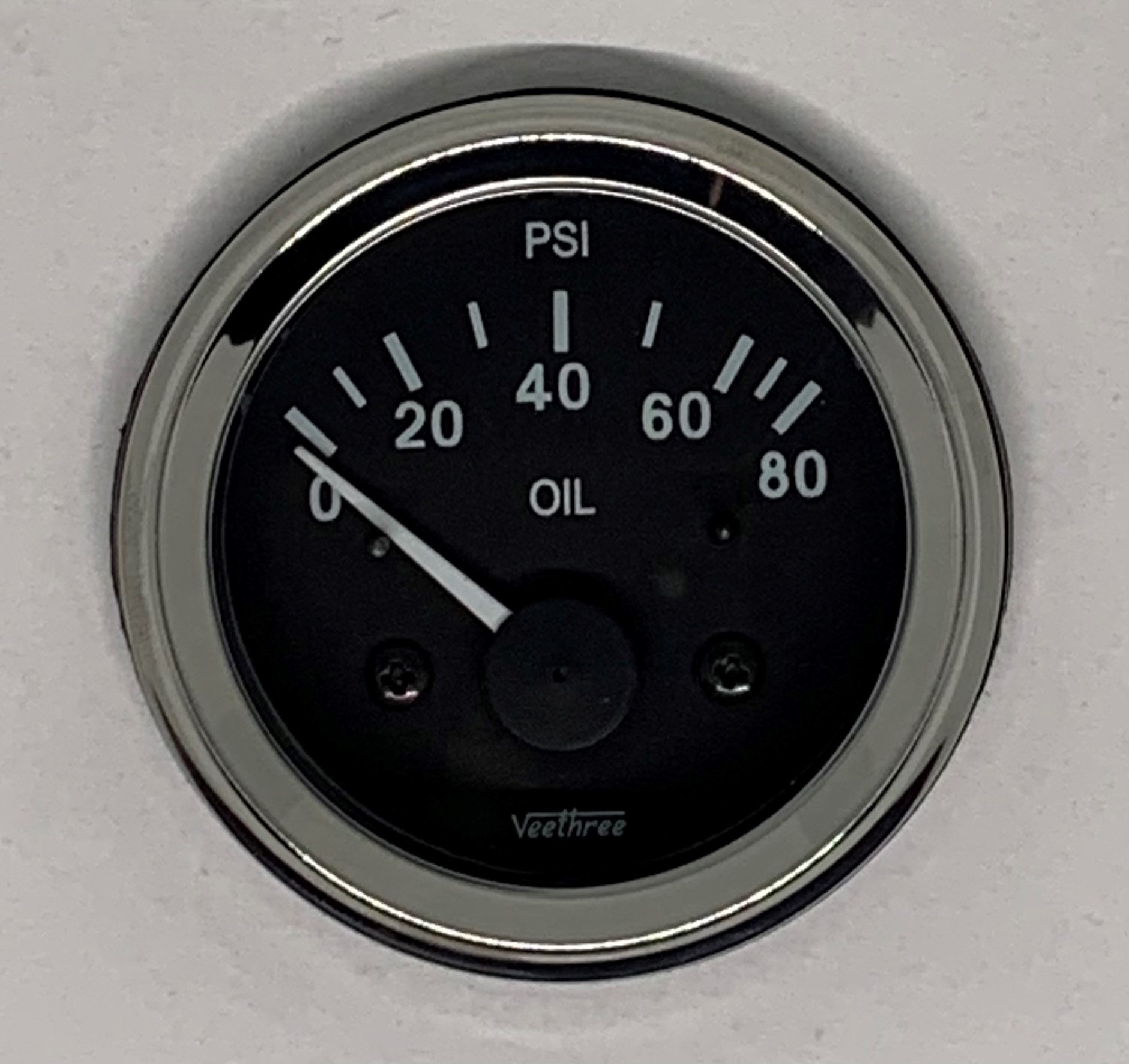 Oil Pressure Gauge 80PSI (Black dial/Chrome bezel) with Sender – Veethree